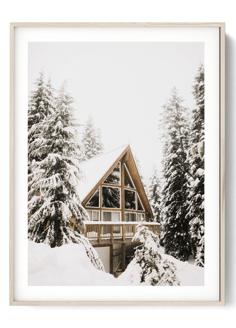 Serene A-Frame Cabin Poster – Winter Decor | OakPoster.com– oakposter