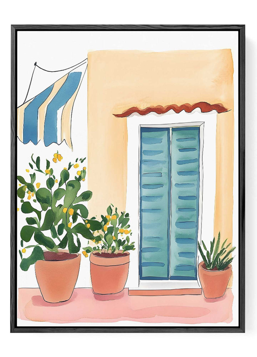 Italian Window Art Print | Mediterranean Blue Shutters | Oak Poster ...