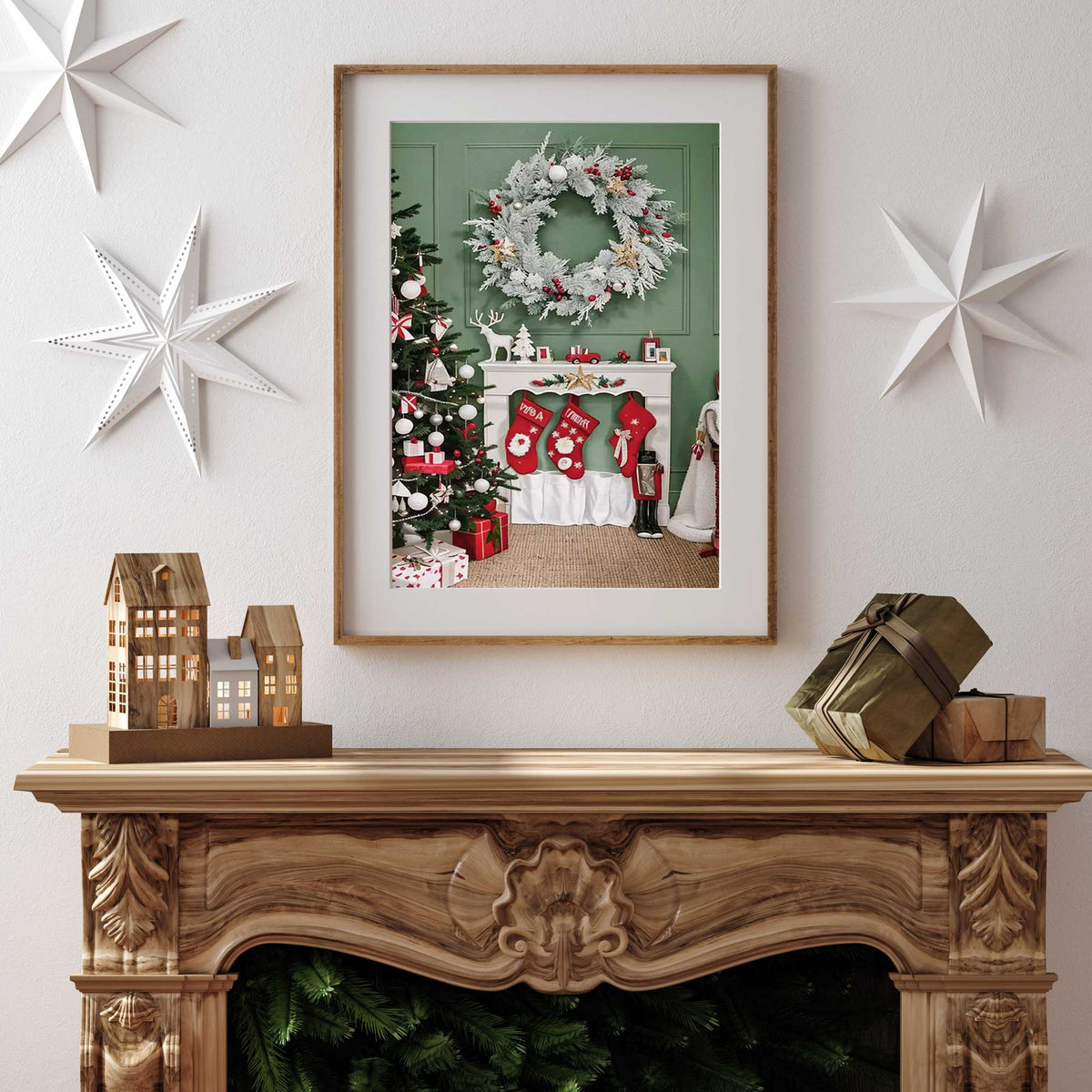 Cozy Christmas Fireplace Poster - Seasonal Decor | OakPoster.com– oakposter