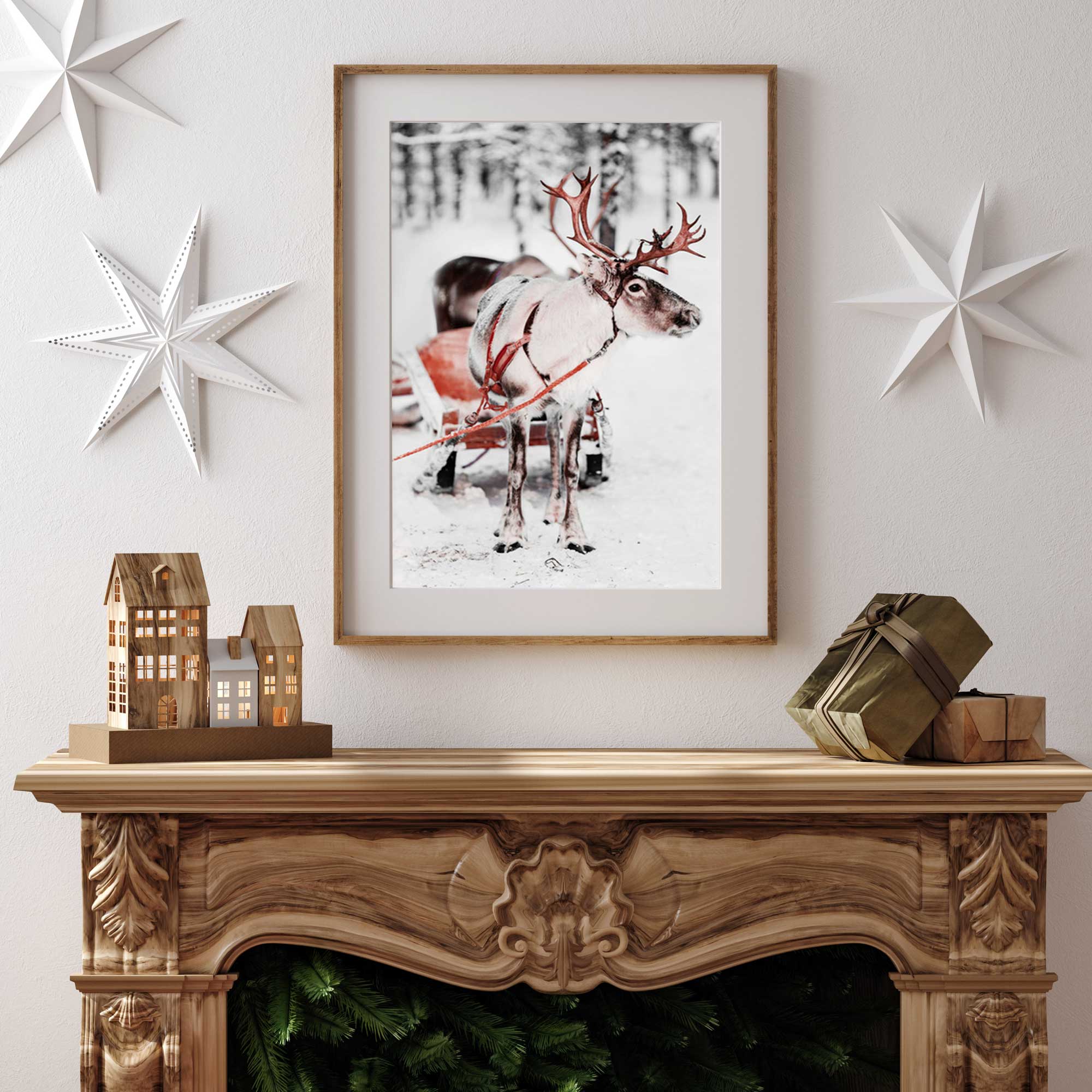 Santa's Sleigh Reindeer Poster | Christmas Wall Art | OakPoster.com ...