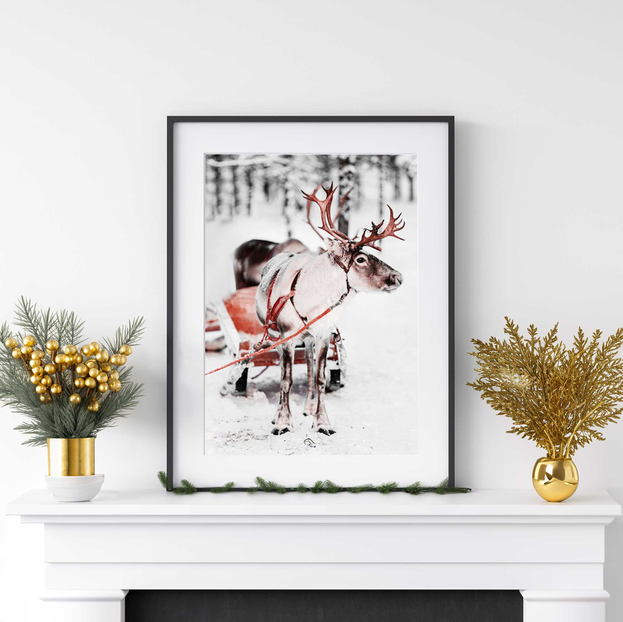 Santa's Sleigh Reindeer Poster | Christmas Wall Art | OakPoster.com ...