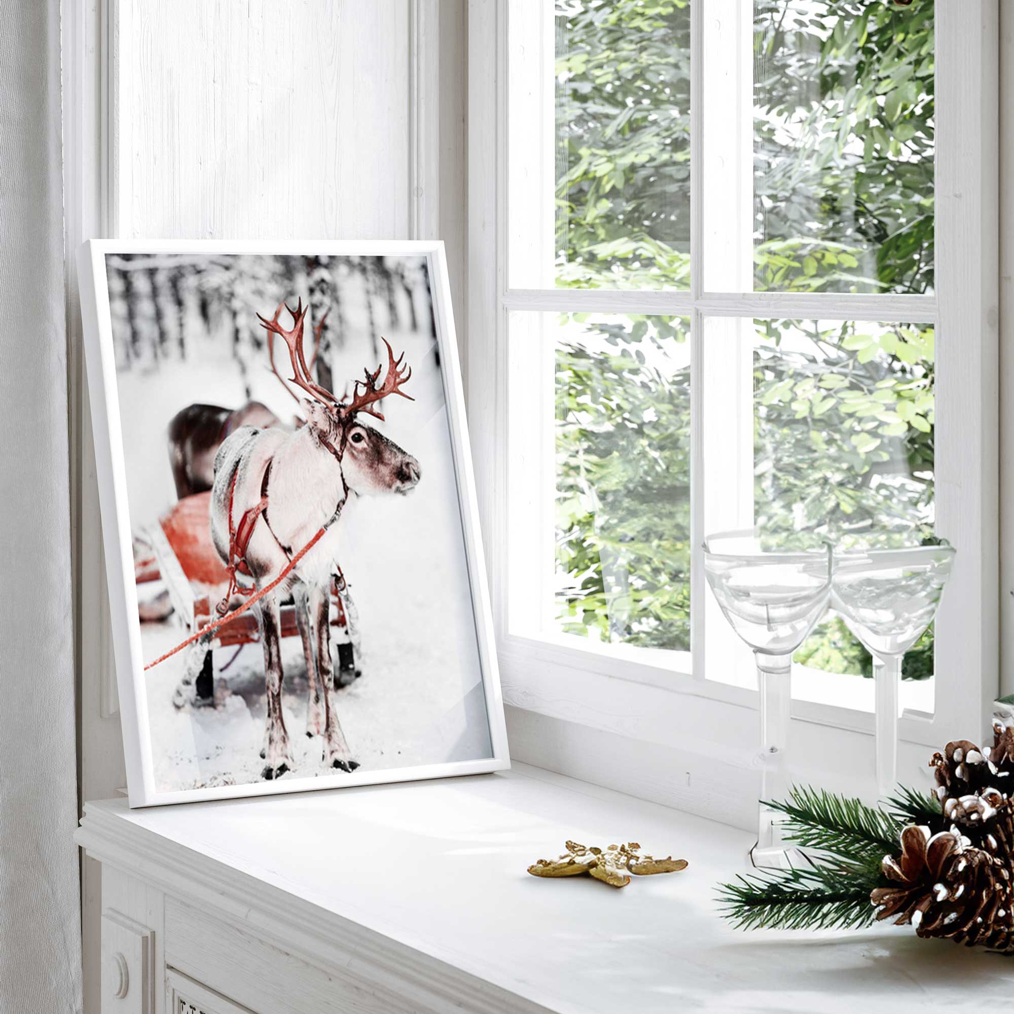 Santa's Sleigh Reindeer Poster | Christmas Wall Art | OakPoster.com ...