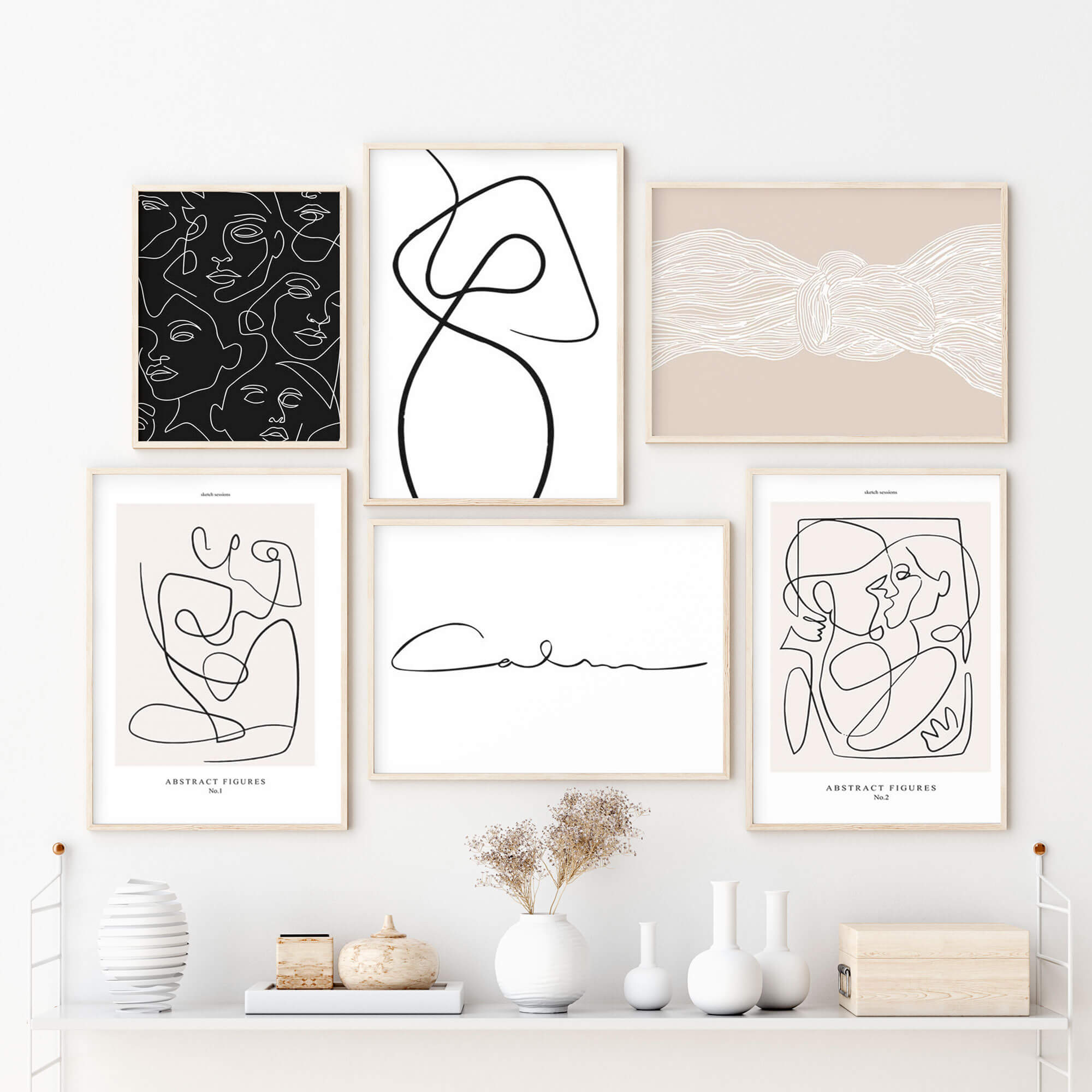 One Line Art Abstract Figures No 1 Poster - Canvas Wall Prints Online ...